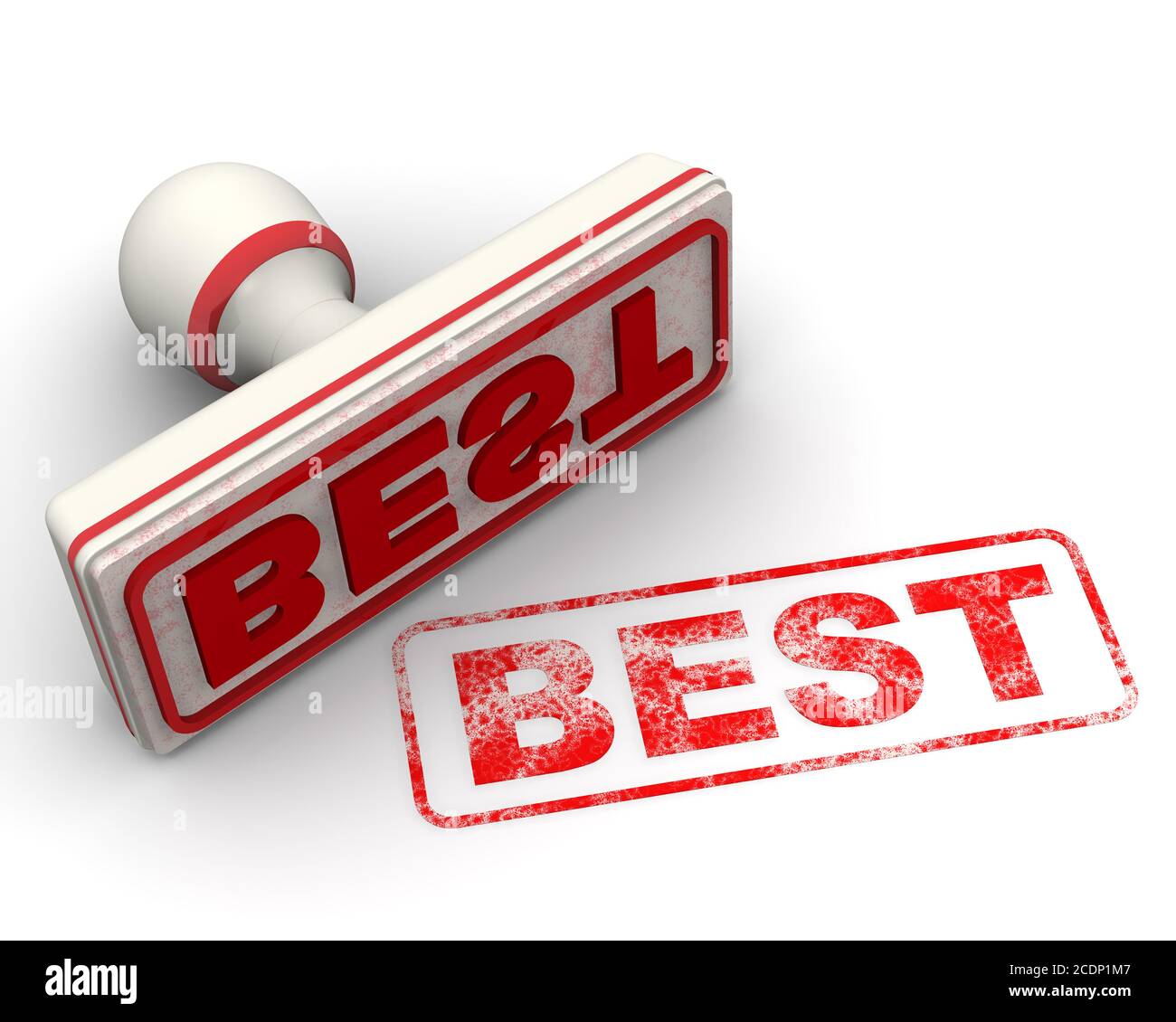 Best. The stamp and an imprint. White rubber stamp and red imprint BEST ...