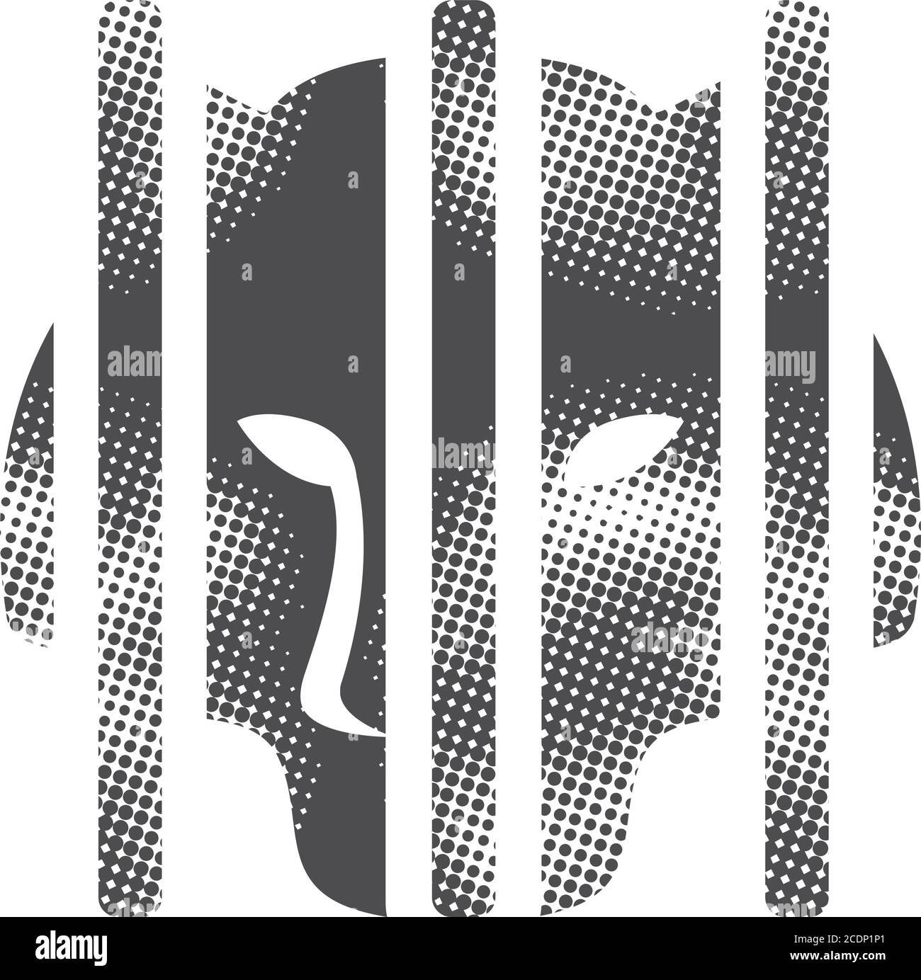 Caged animal icon in halftone style. Black and white monochrome vector ...