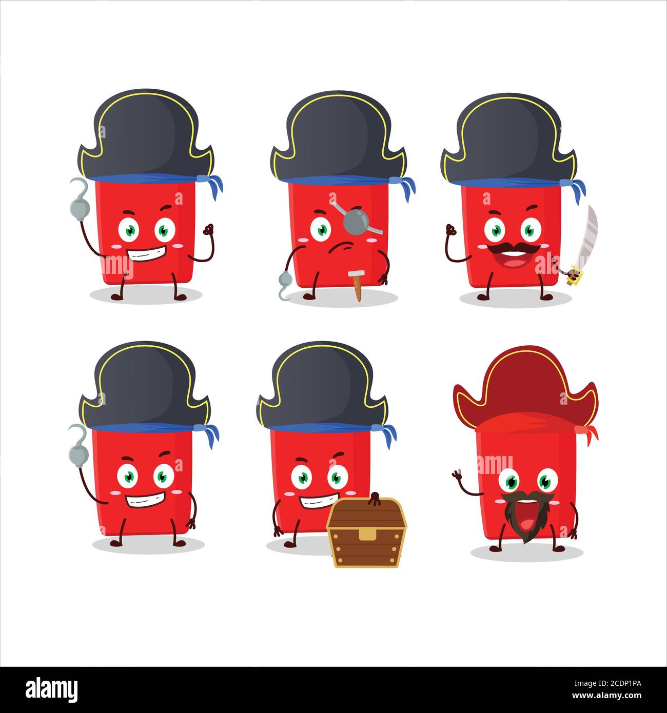 Cartoon character of red highlighter with various pirates emoticons ...