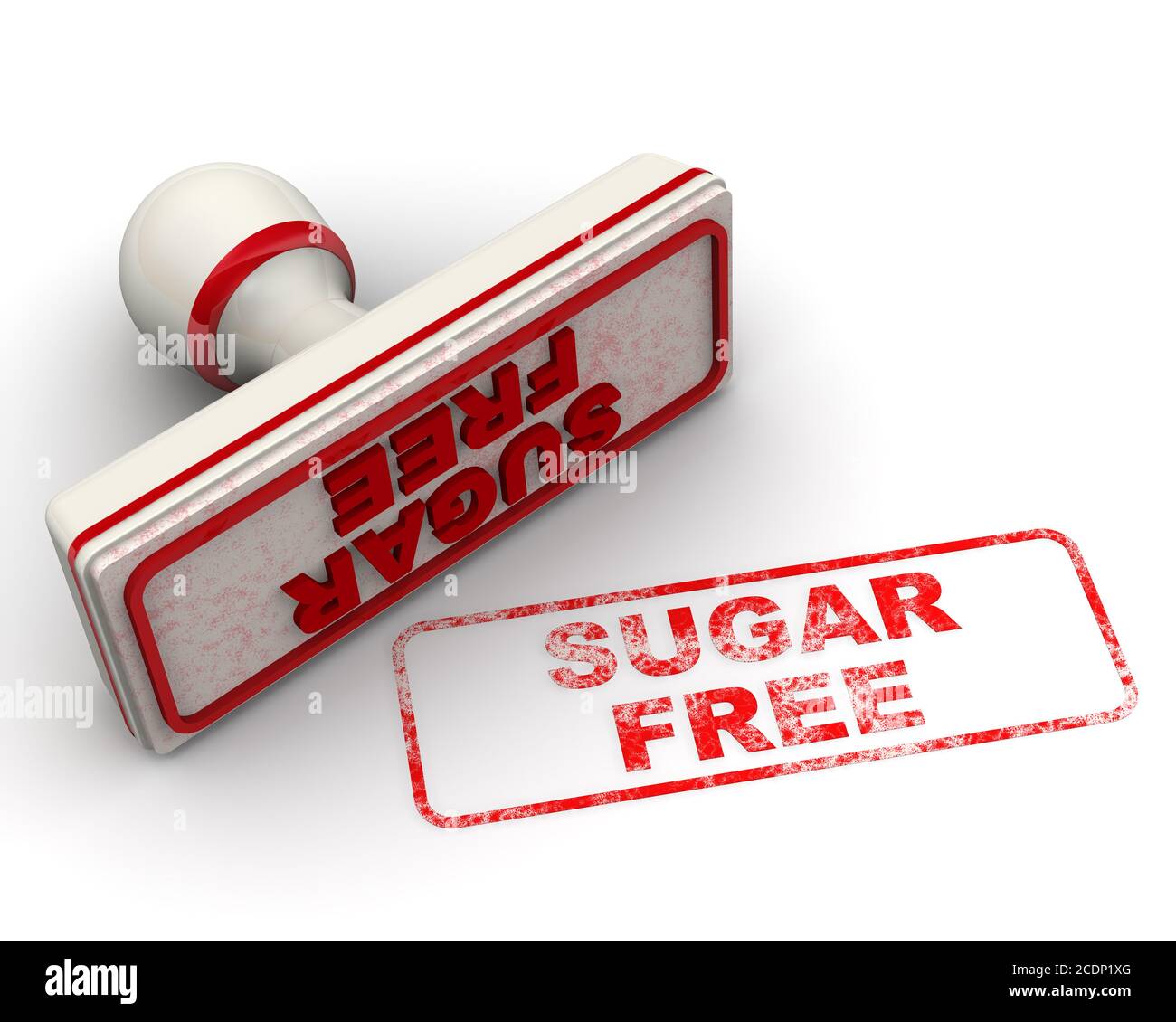Sugar free. The stamp and an imprint. White rubber stamp and red ...