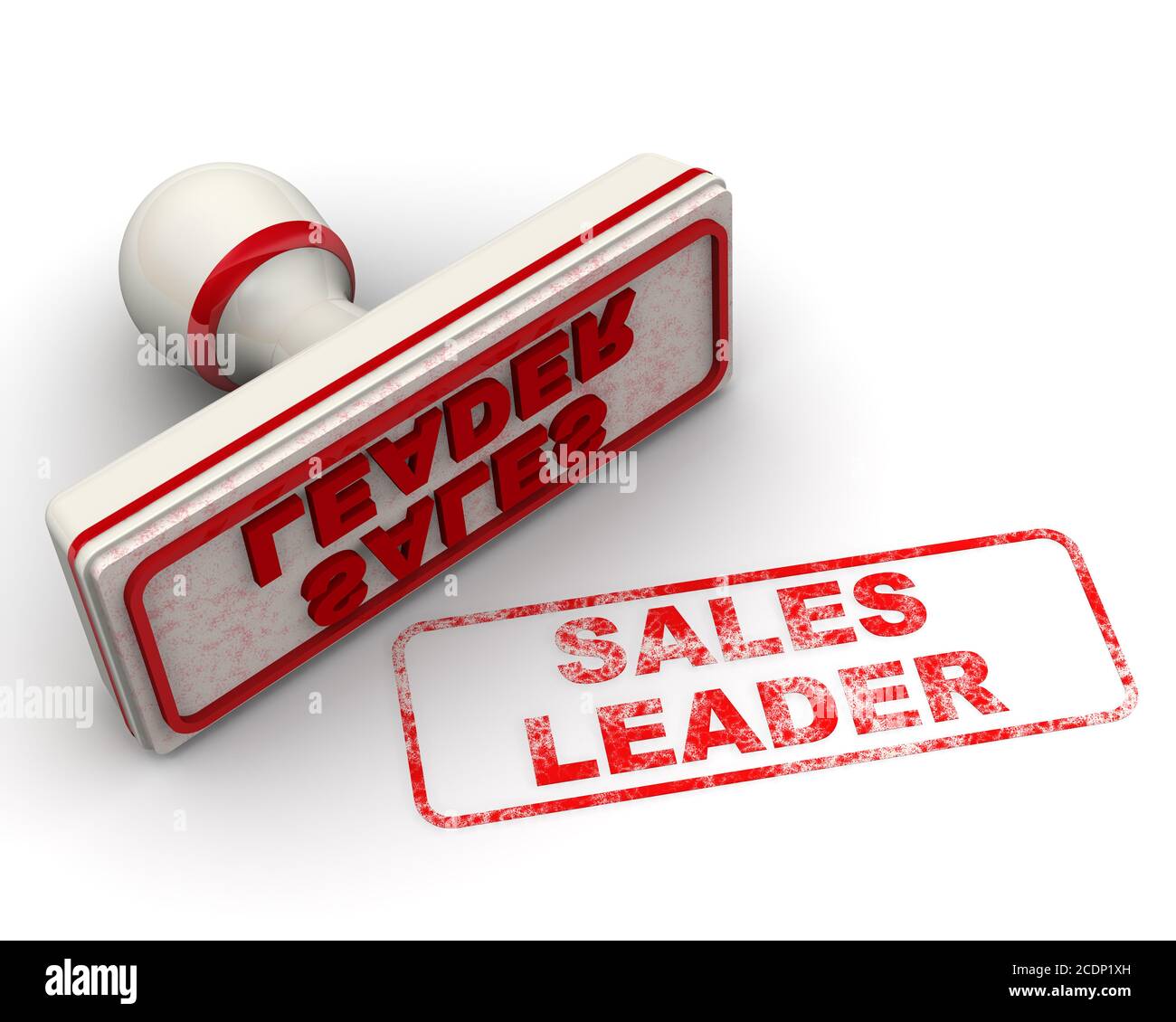 Sales leader. The stamp and an imprint. White rubber stamp and red ...
