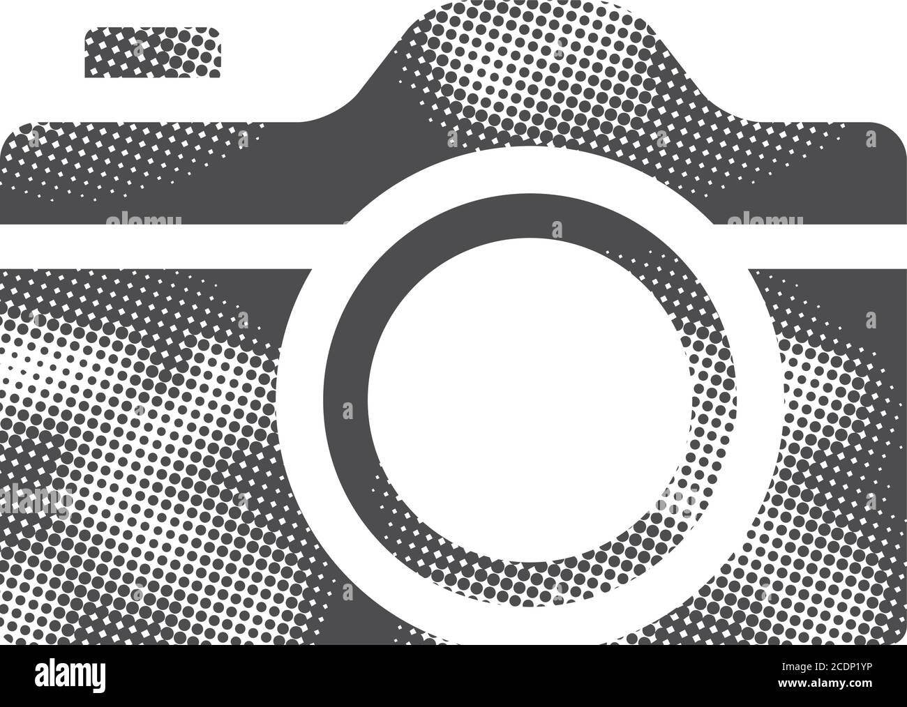 Camera icon in halftone style. Black and white monochrome vector ...
