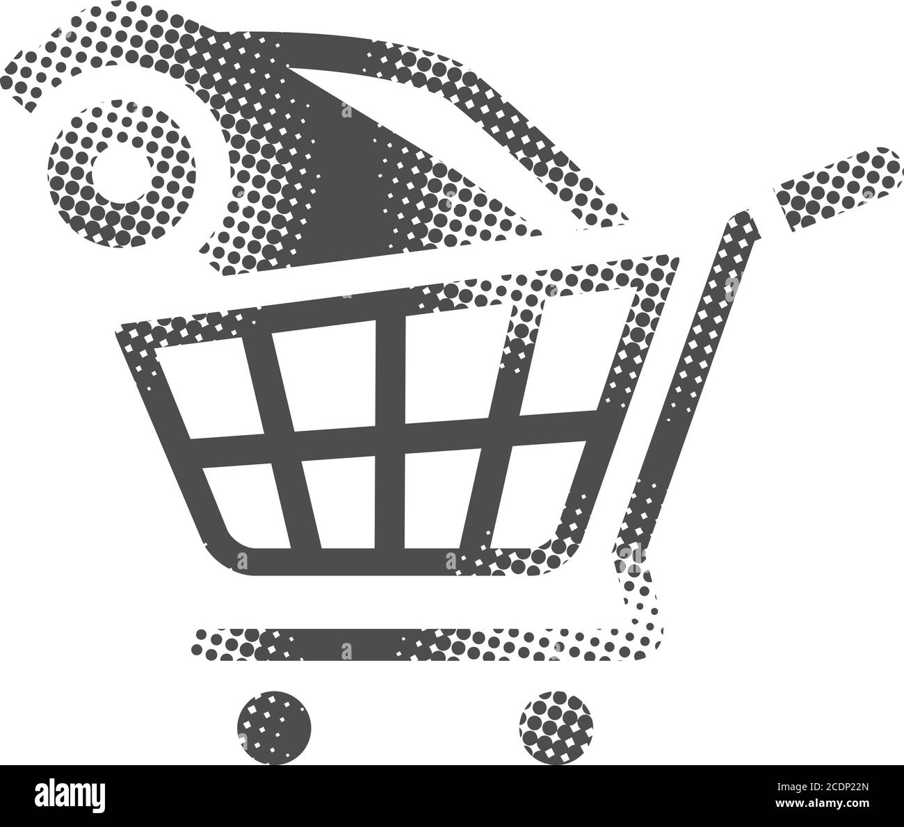 Car shopping icon in halftone style. Black and white monochrome vector ...