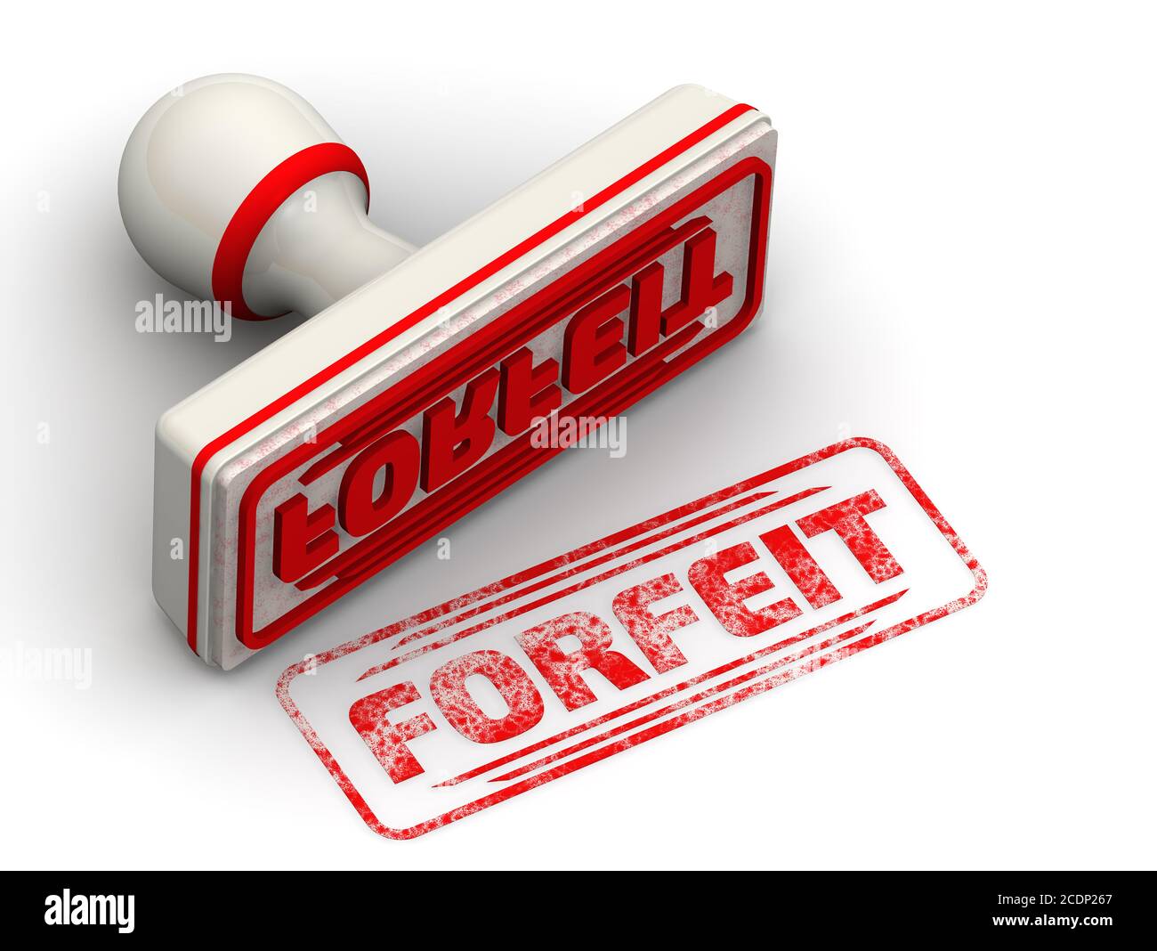 Forfeit. The stamp and an imprint. White stamp and red imprint with the ...