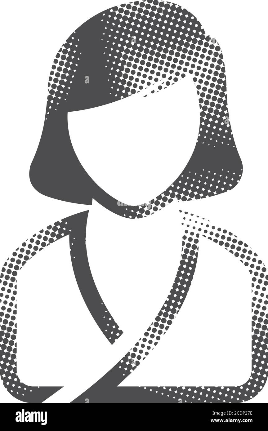 Woman spa client icon in halftone style. Black and white monochrome ...