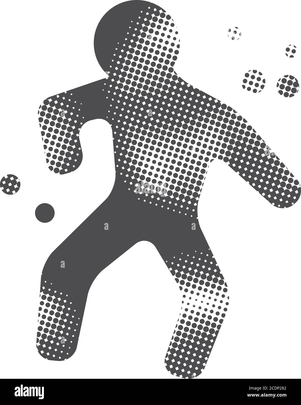 Crime victim icon in halftone style. Black and white monochrome vector ...