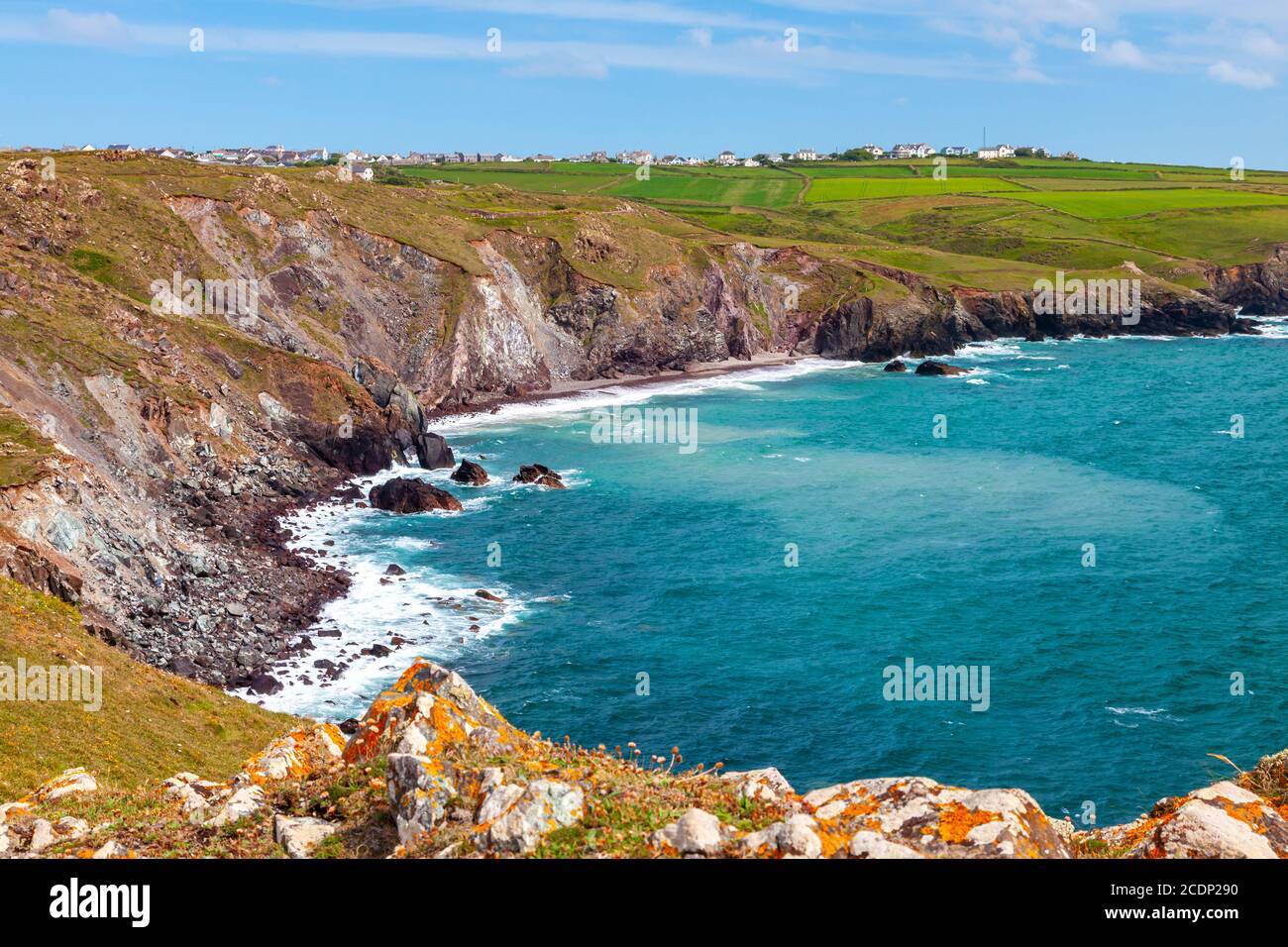 Summer views overlooking Pentreath Beach on the Lizard Peninsula ...