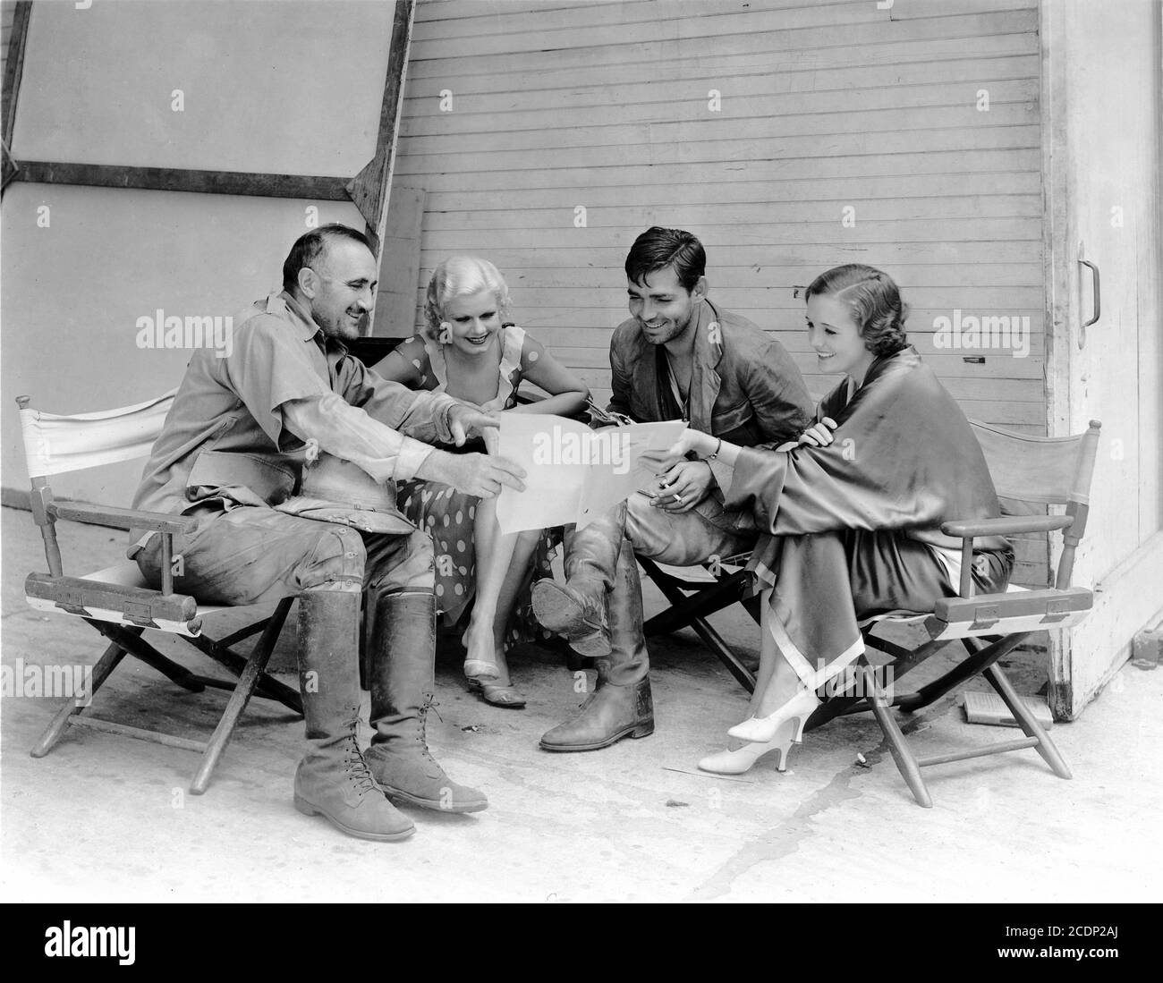 DONALD CRISP JEAN HARLOW CLARK GABLE and MARY ASTOR on set candid ...