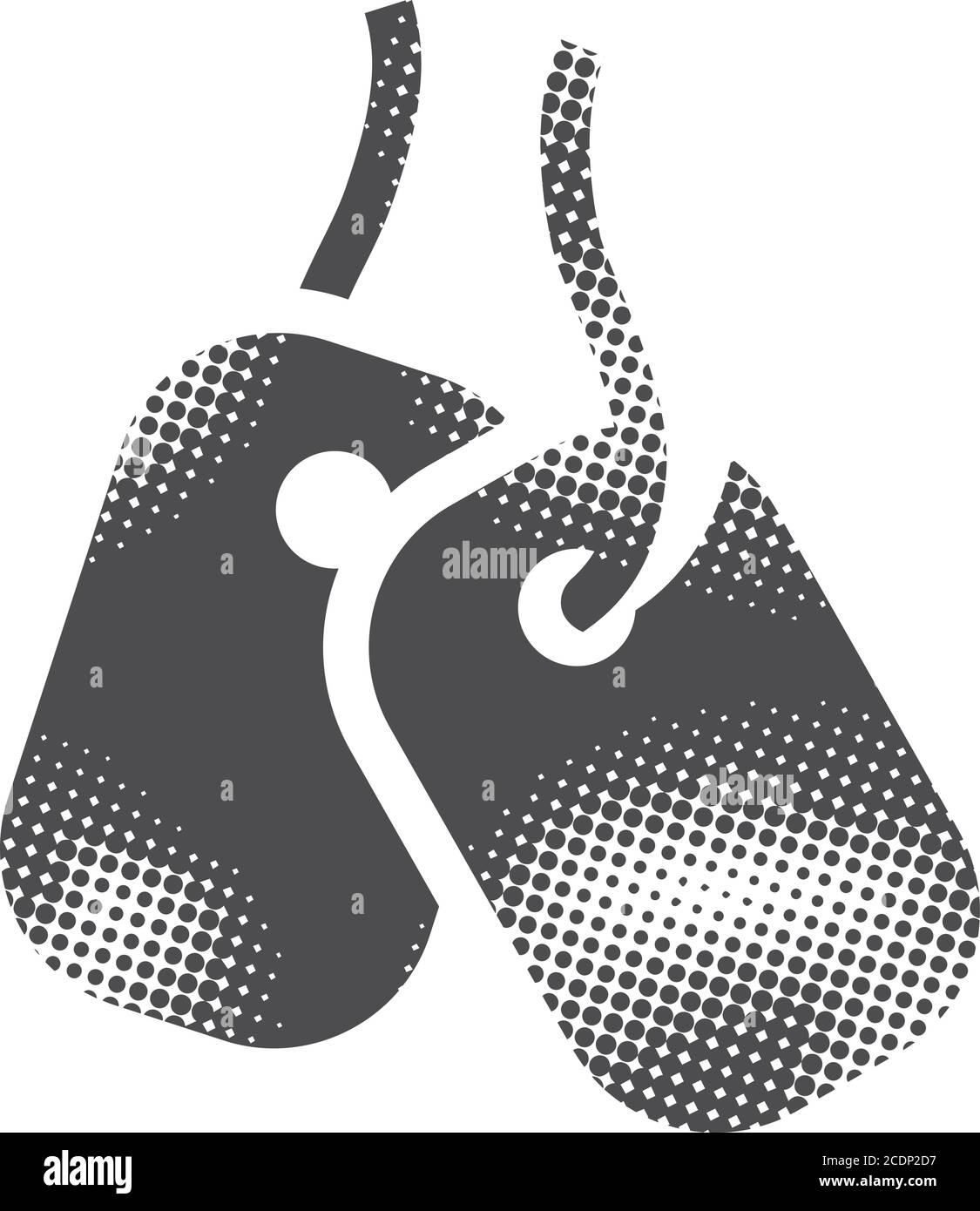 Dog tags icon in halftone style. Black and white monochrome vector ...