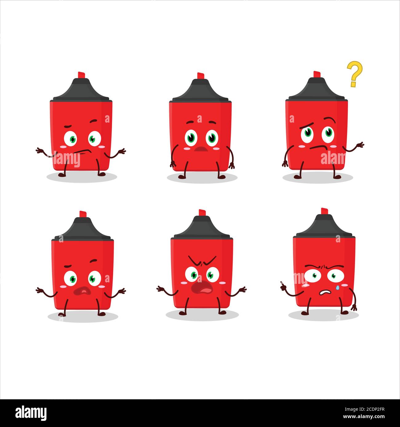Cartoon character of red highlighter with what expression Stock Vector ...