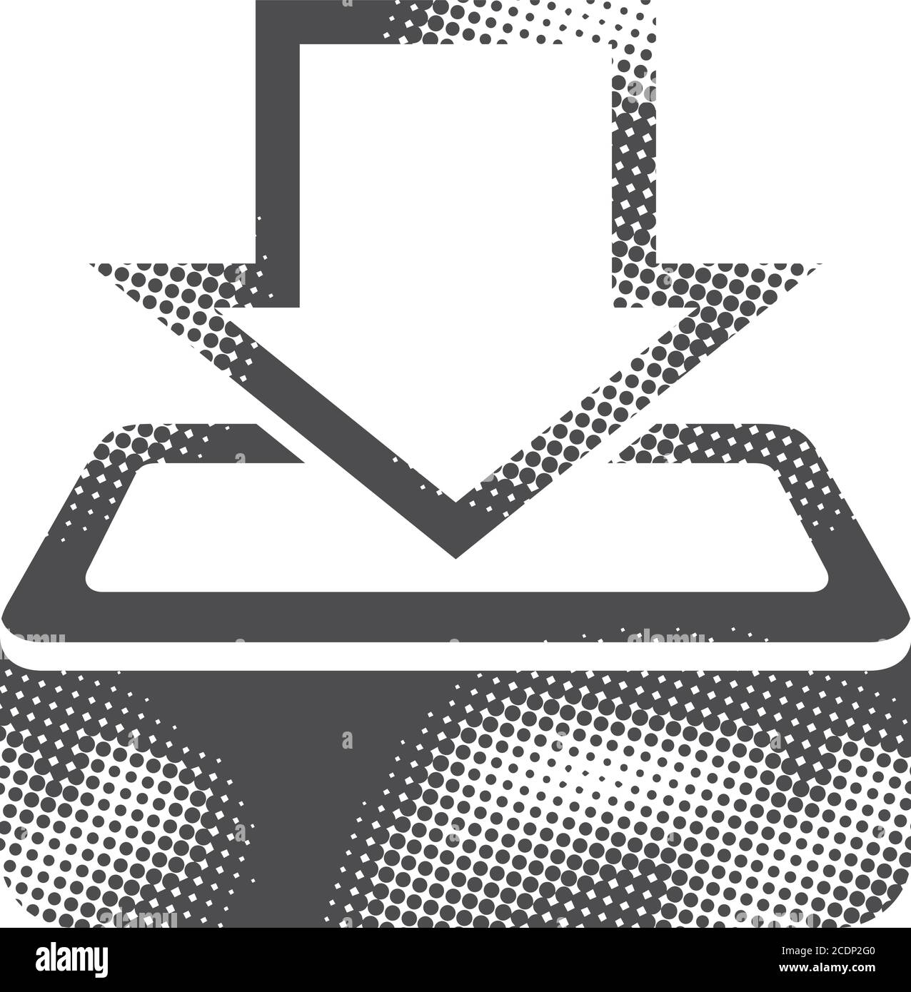 Download button icon in halftone style. Black and white monochrome ...