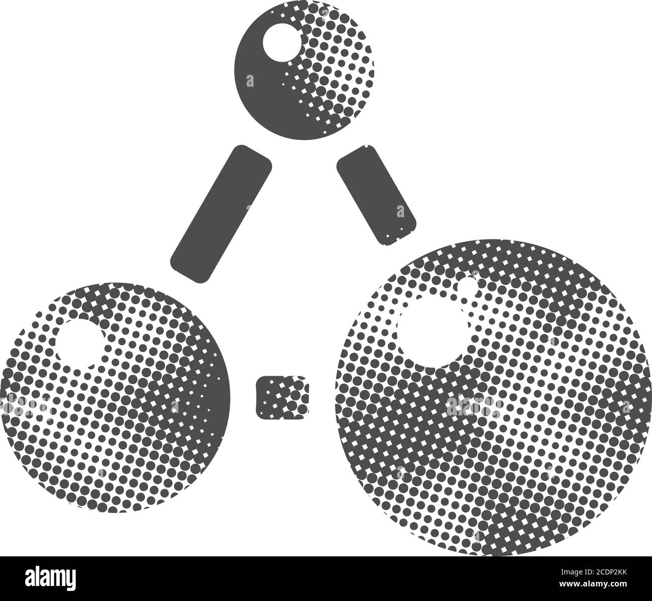 Connected dots icon in halftone style. Black and white monochrome ...