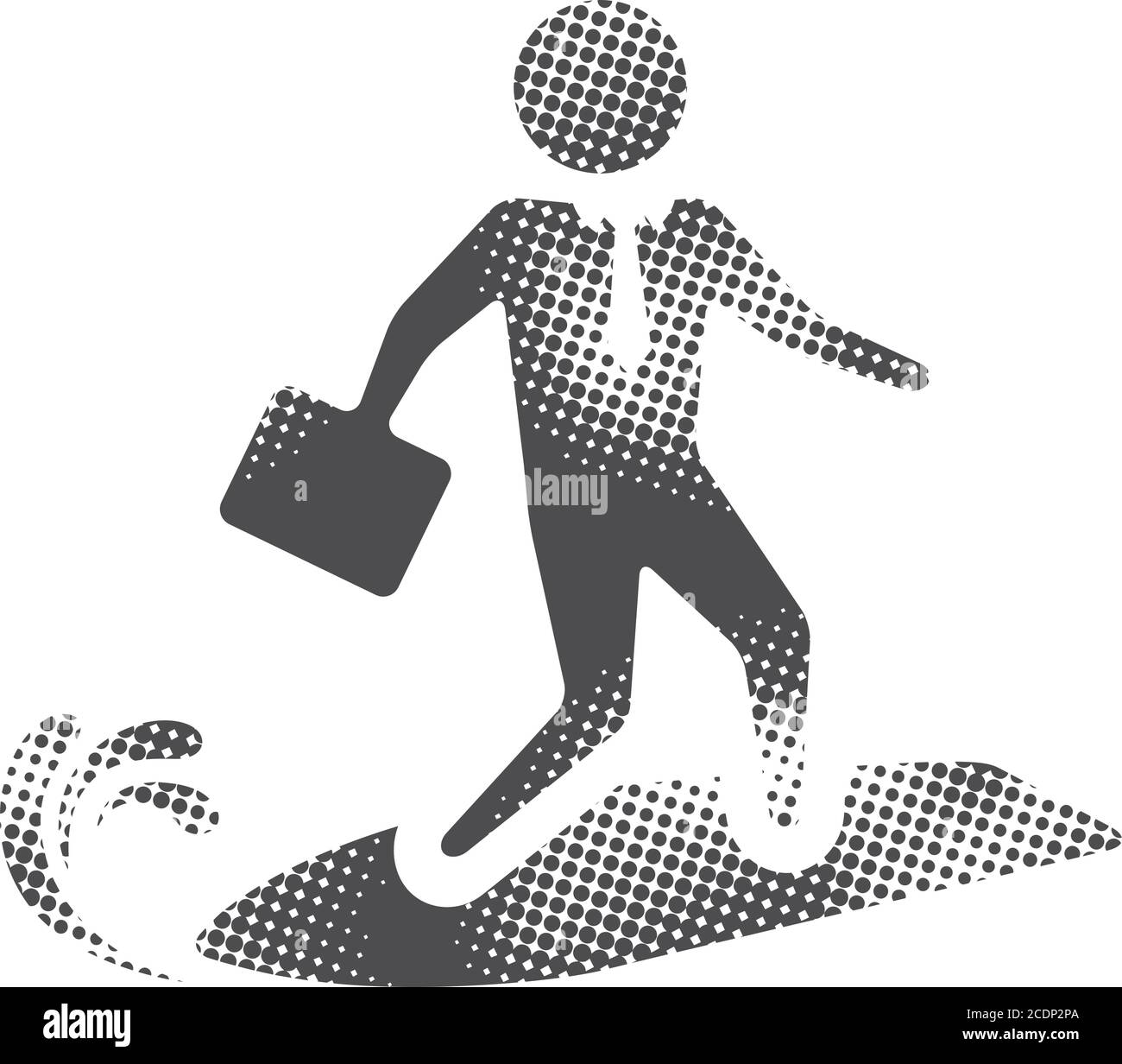 Businessman challenge icon in halftone style. Black and white ...