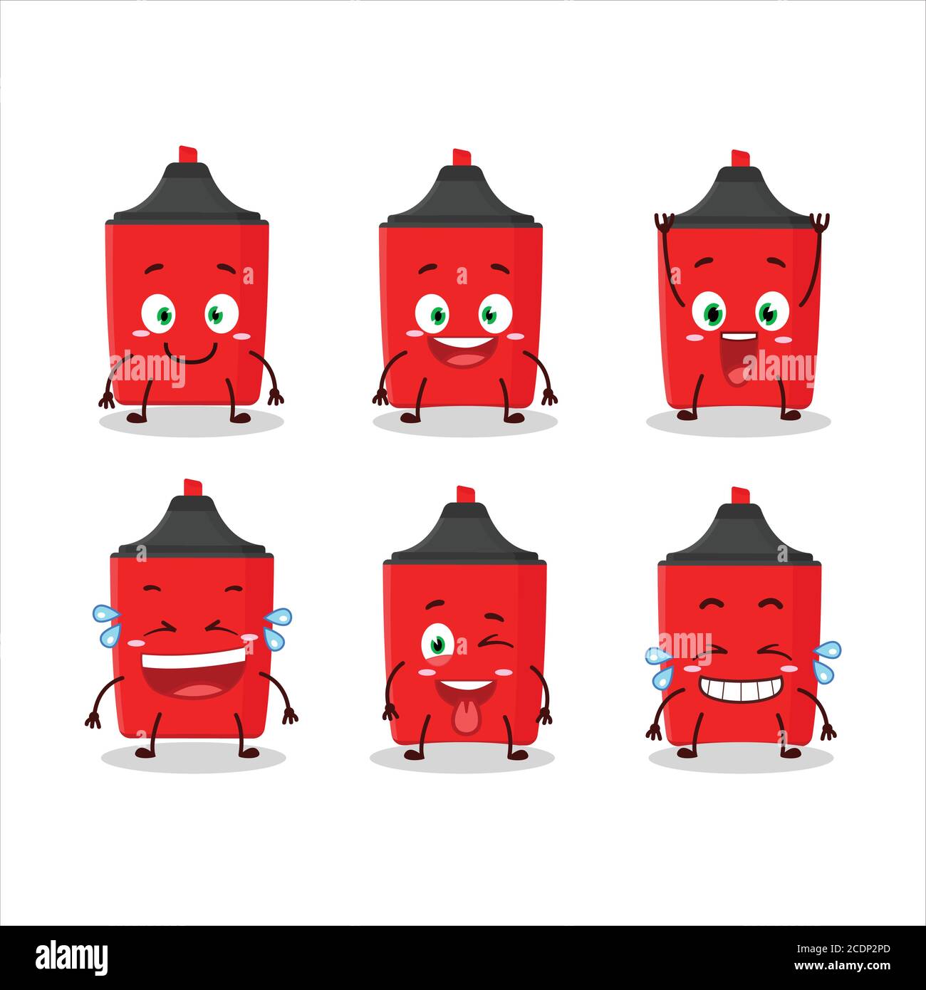 Cartoon character of red highlighter with smile expression Stock Vector ...