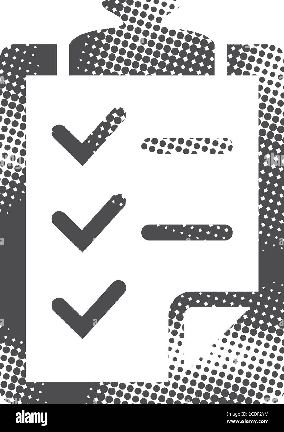 Checklist icon in halftone style. Black and white monochrome vector ...