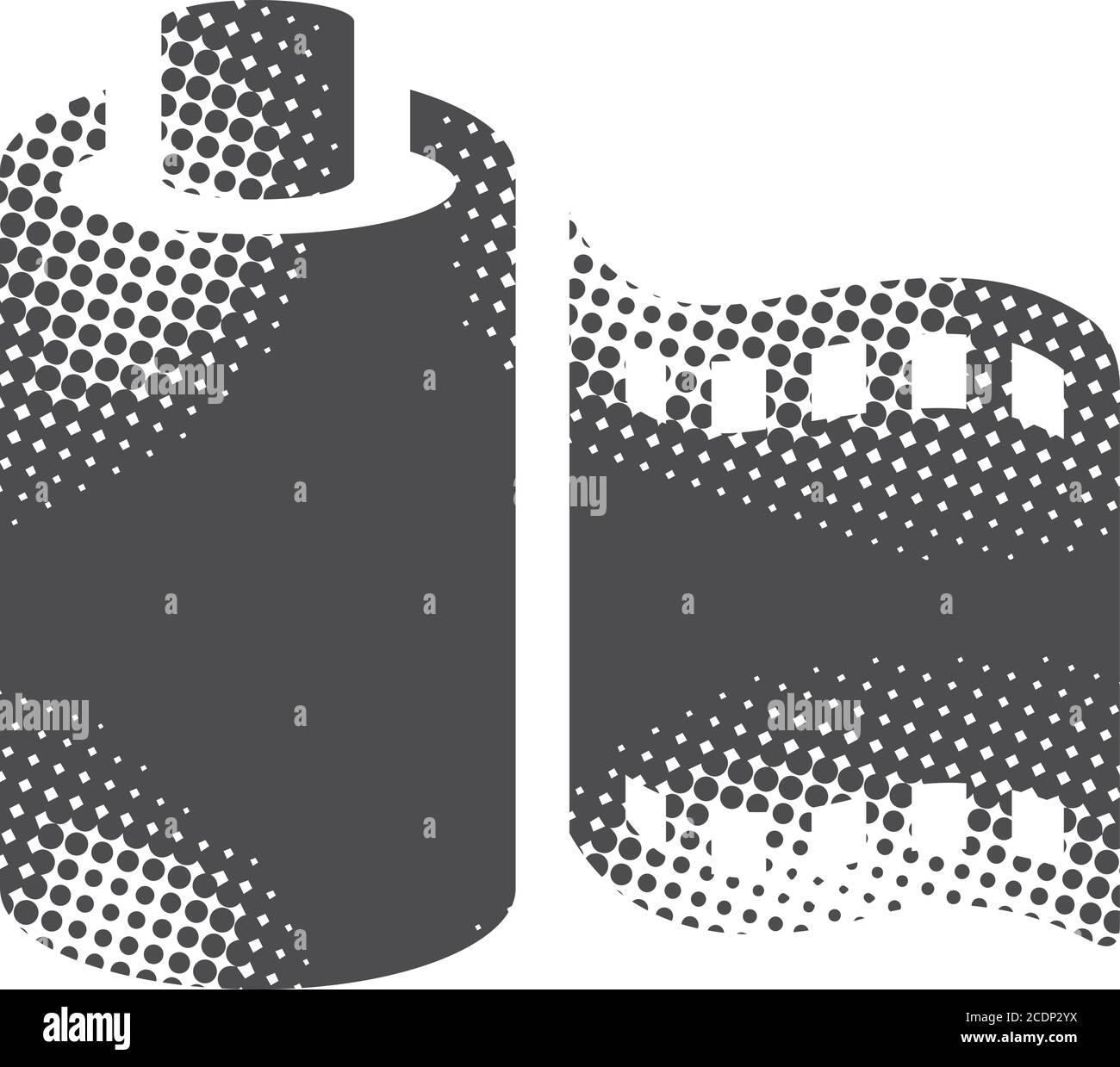 Photographic film icon in halftone style. Black and white monochrome ...