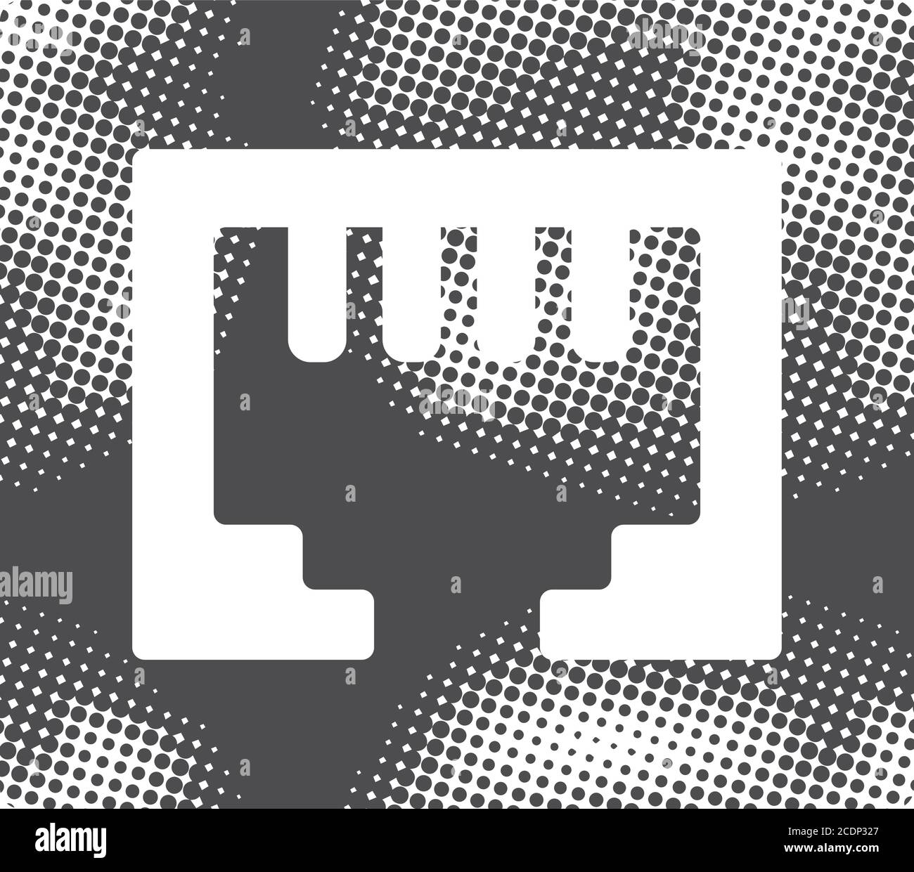 Local area connector icon in halftone style. Black and white monochrome ...