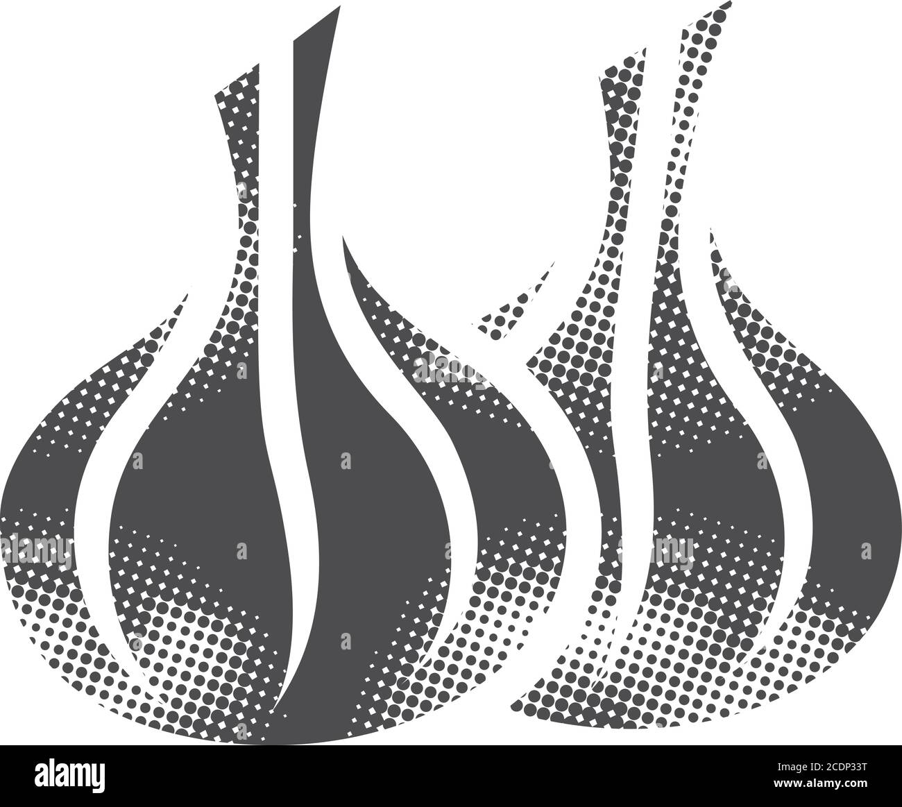 Garlic icon in halftone style. Black and white monochrome vector ...