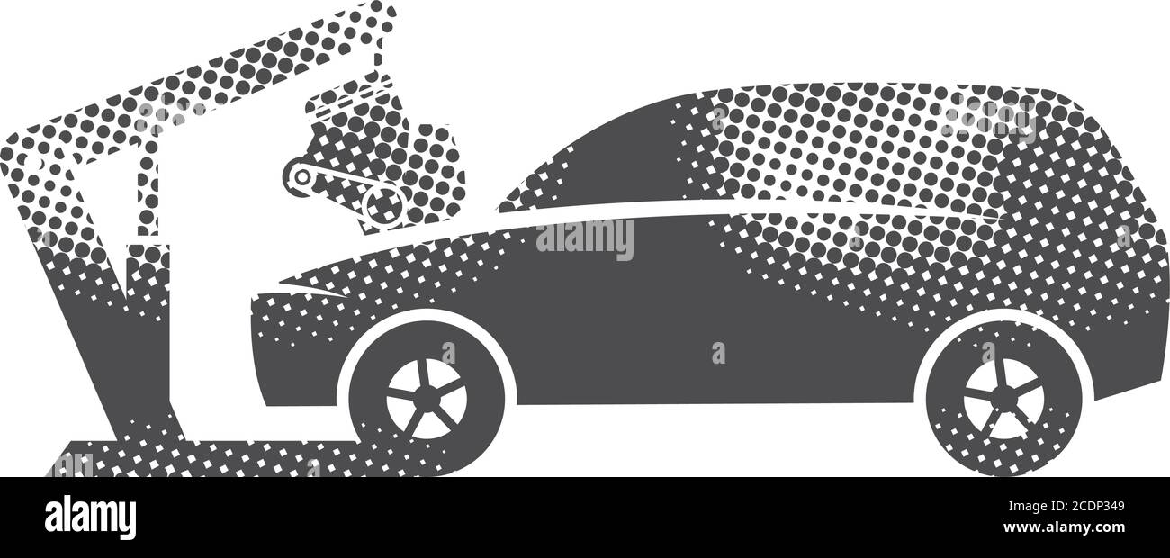 Engine overhaul icons in halftone style. Automotive vehicle maintenance ...