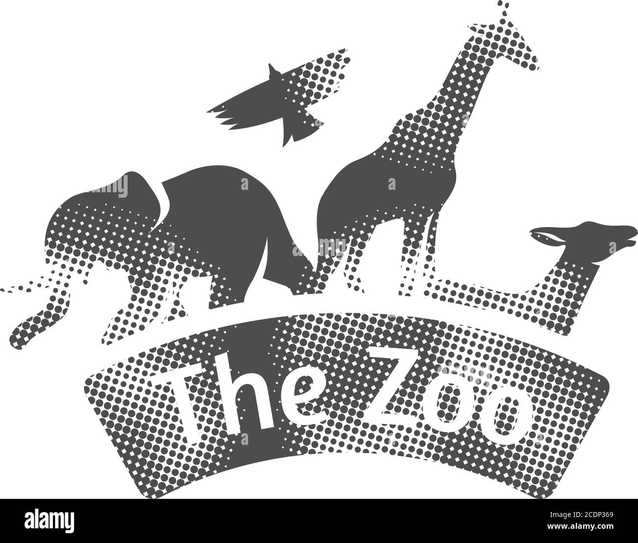Zoo gate icon in halftone style. Black and white monochrome vector ...