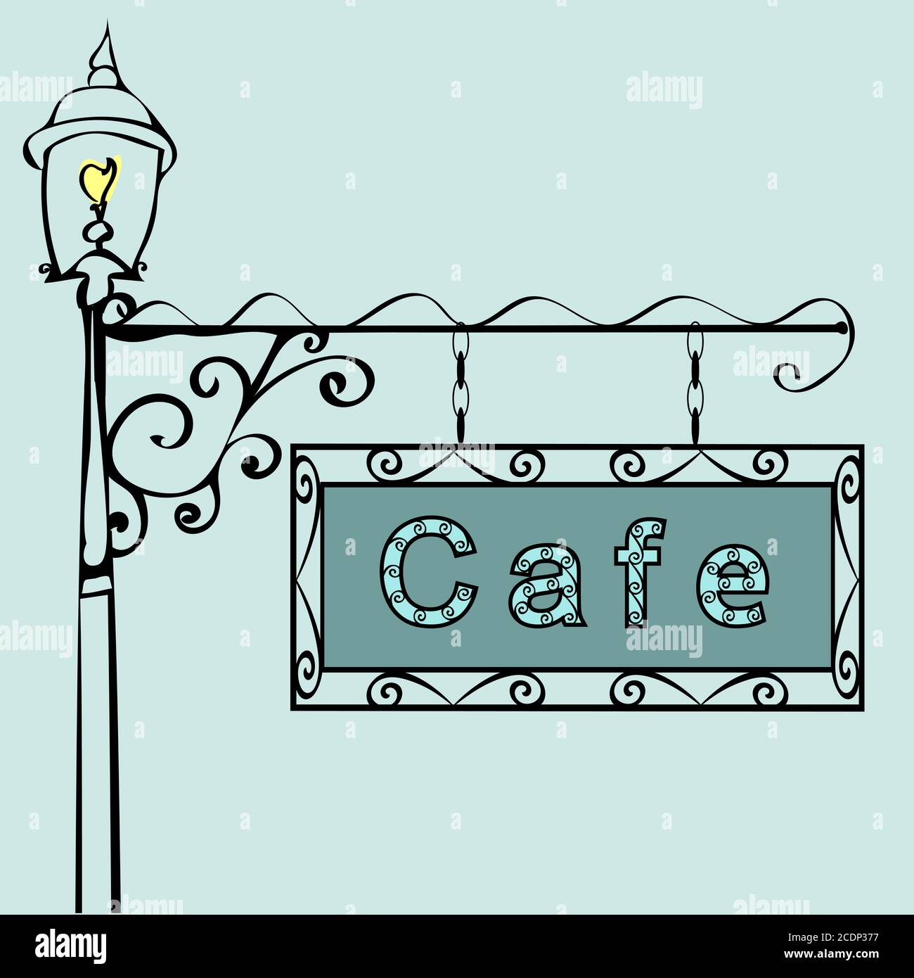 cafe text on vintage street sign Stock Photo - Alamy