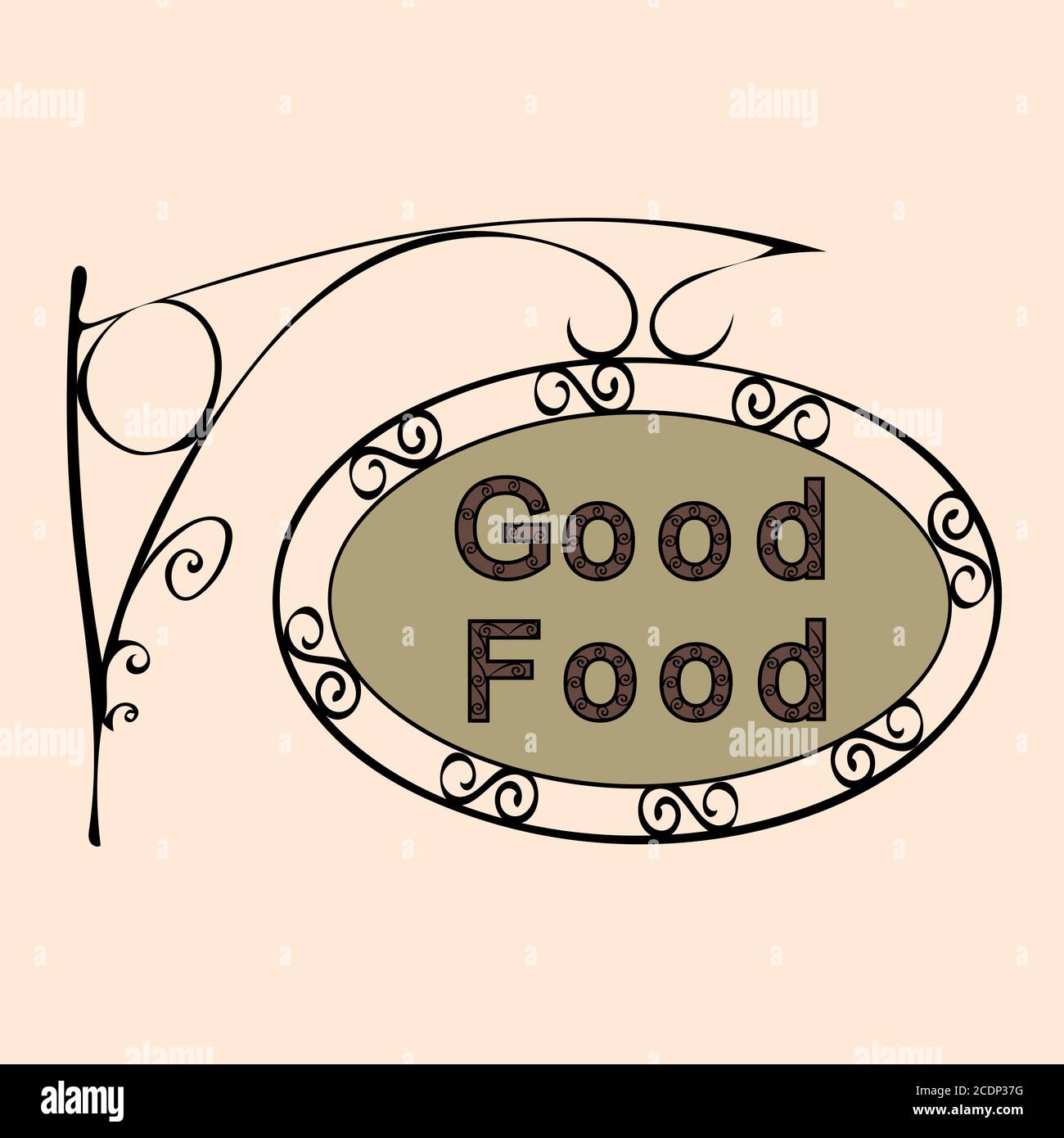good food text on vintage street sign Stock Photo - Alamy