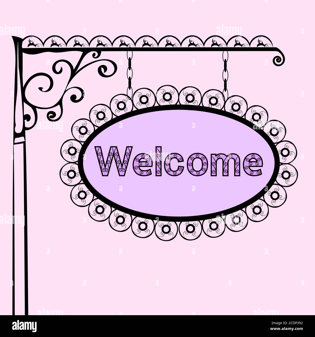 welcome text on vintage street sign Stock Photo - Alamy