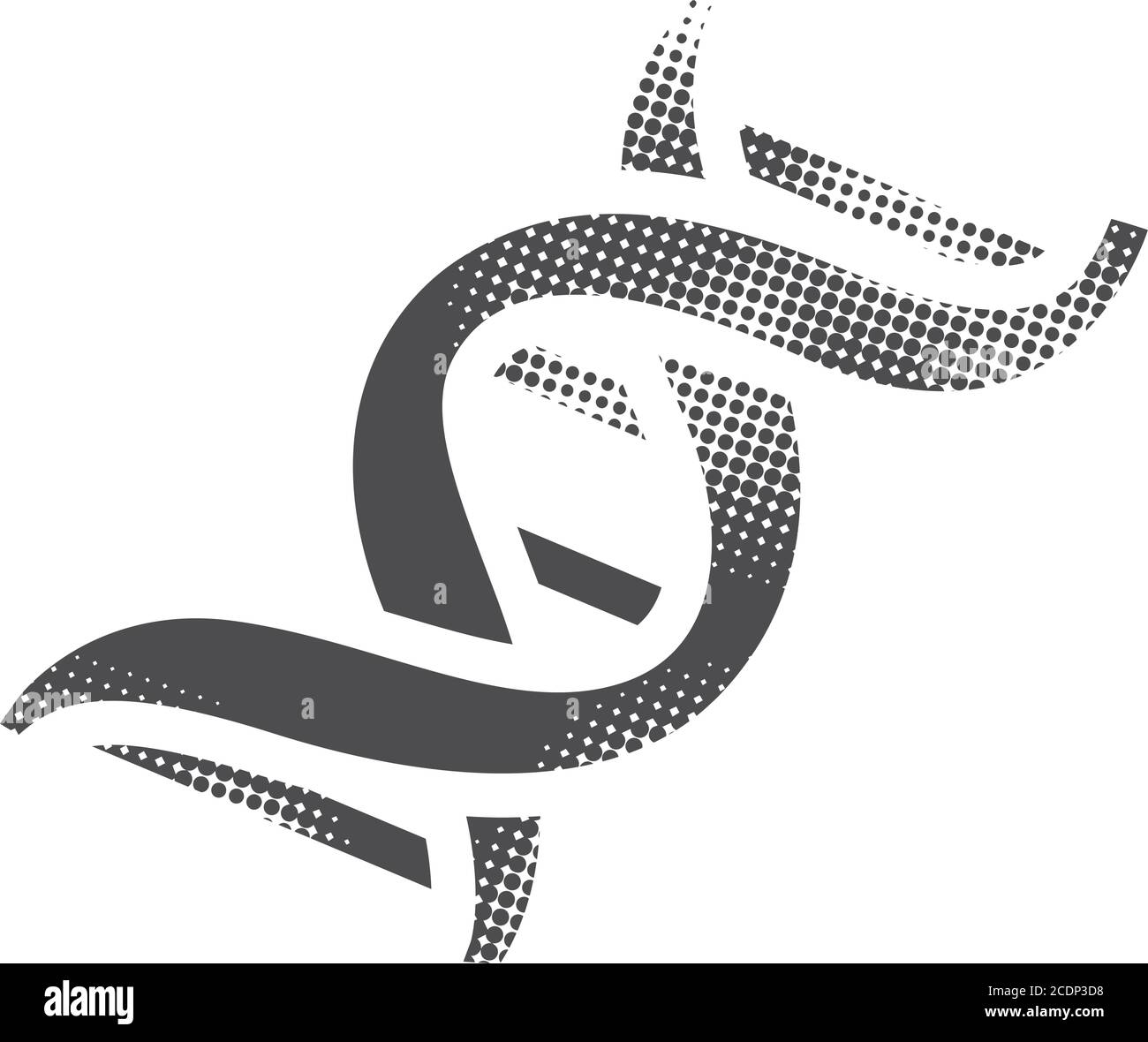 DNA strands icon in halftone style. Black and white monochrome vector ...