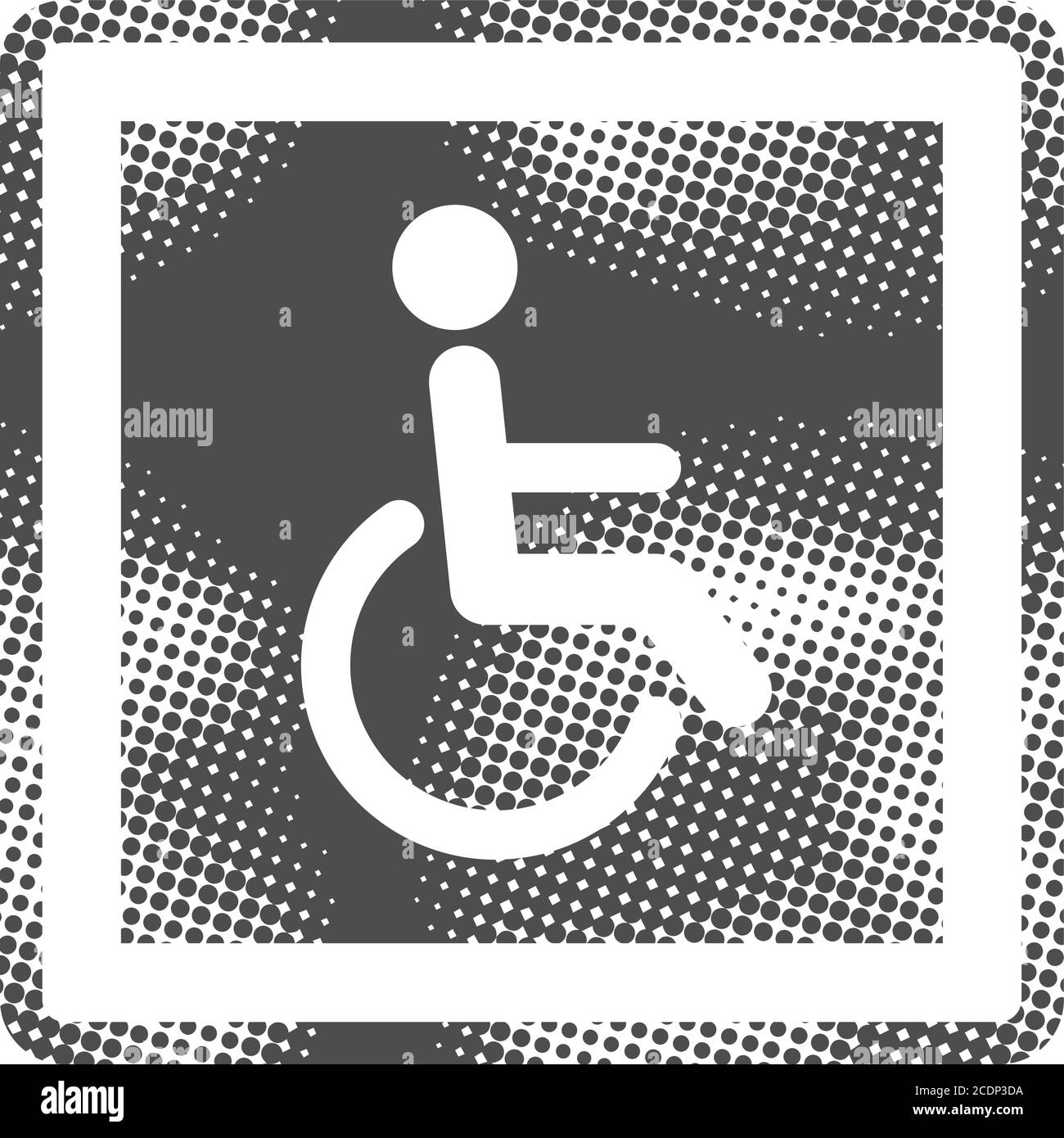 Disabled access icon in halftone style. Black and white monochrome ...