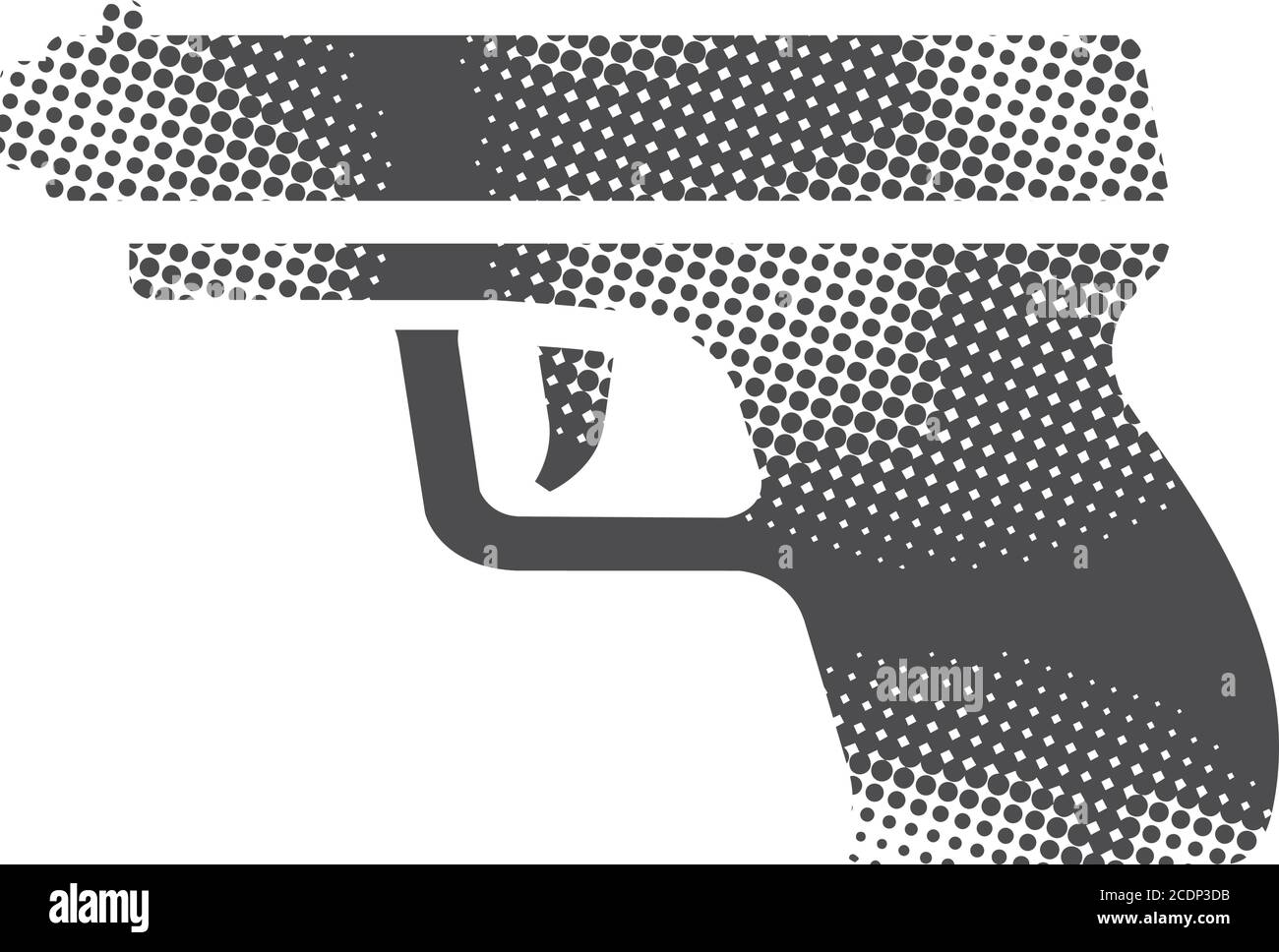Arm gun icon in halftone style. Black and white monochrome vector ...