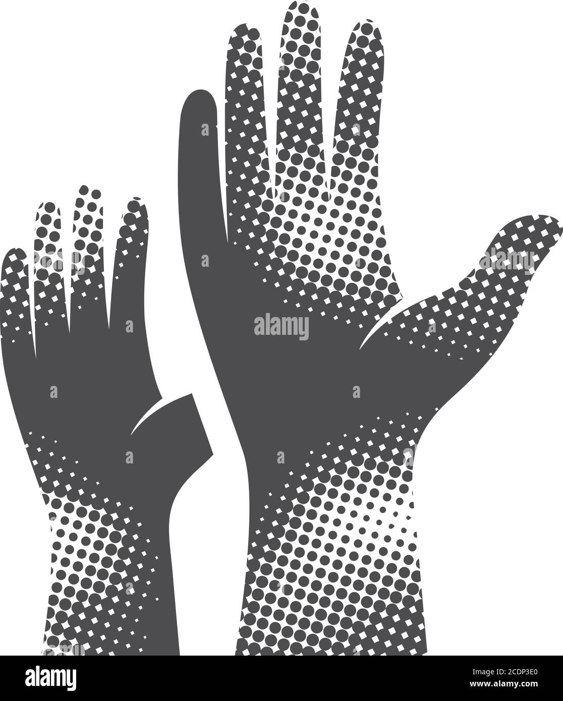 Hands icon in halftone style. Black and white monochrome vector ...