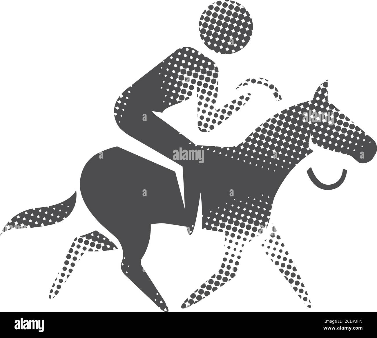 Horse riding icon in halftone style. Black and white monochrome vector ...