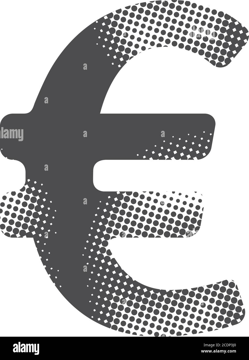 Euro currency symbol icon in halftone style. Black and white monochrome ...