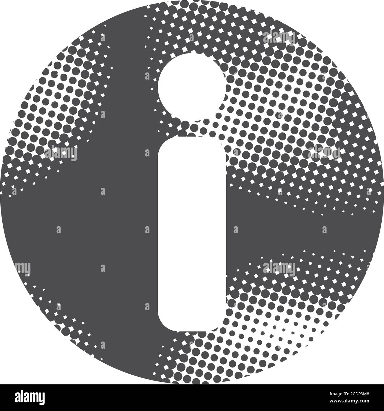 Info sign icon in halftone style. Black and white monochrome vector ...