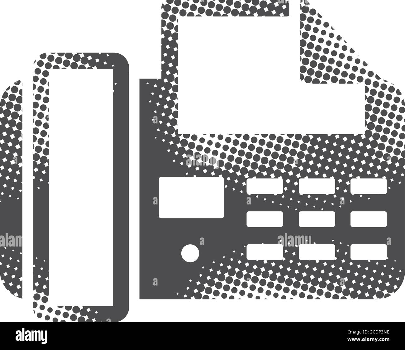 Facsimile icon in halftone style. Black and white monochrome vector ...