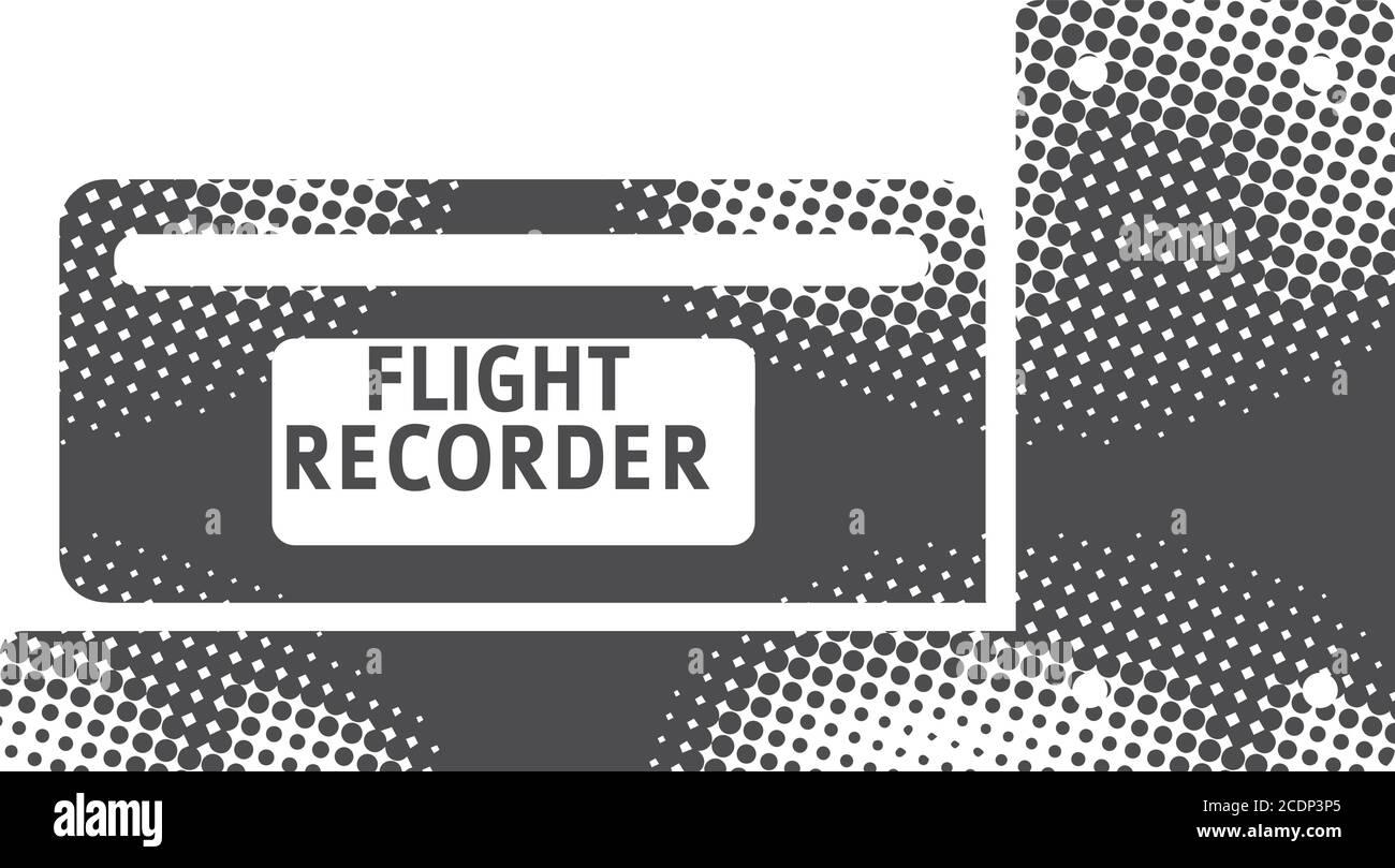 Flight recorder icon in halftone style. Black and white monochrome ...