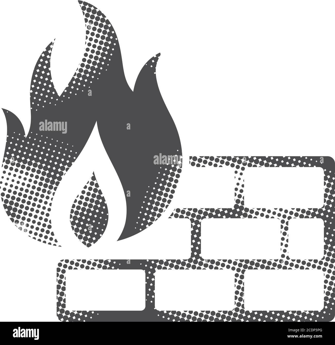Firewall icon in halftone style. Black and white monochrome vector ...