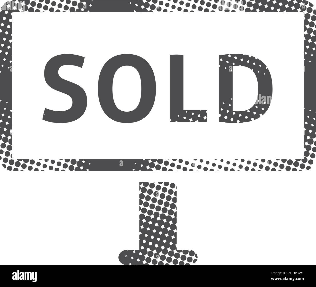 Sold out sign icon in halftone style. Black and white monochrome vector ...