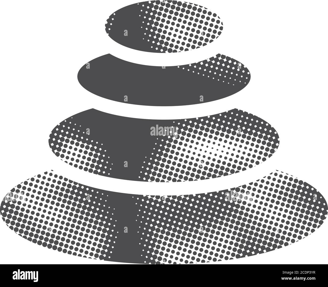 Stacked stone icon in halftone style. Black and white monochrome vector ...