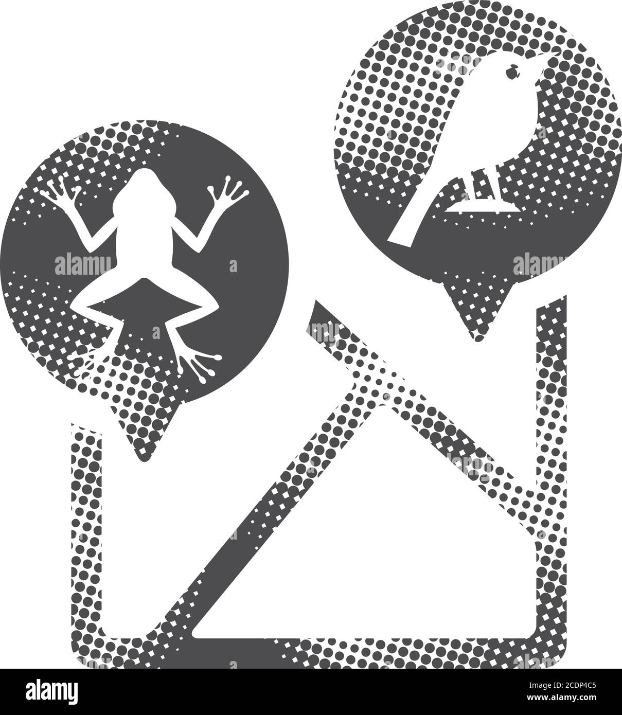 Zoo map icon in halftone style. Black and white monochrome vector ...