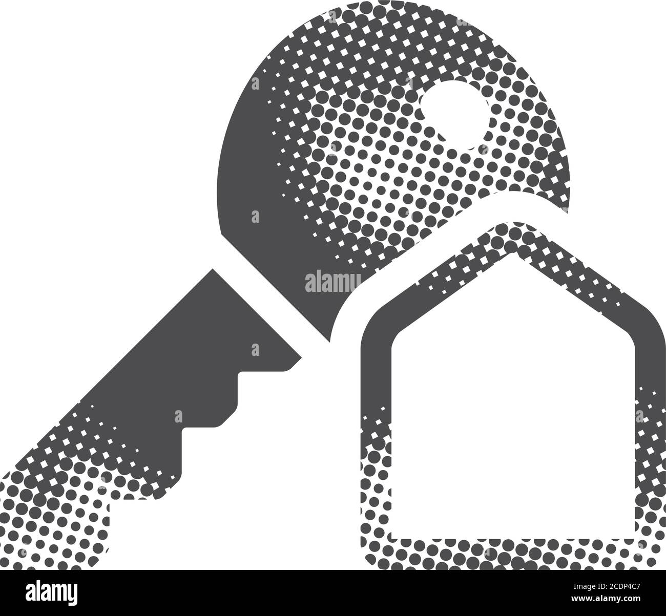 Key icon in halftone style. Black and white monochrome vector ...