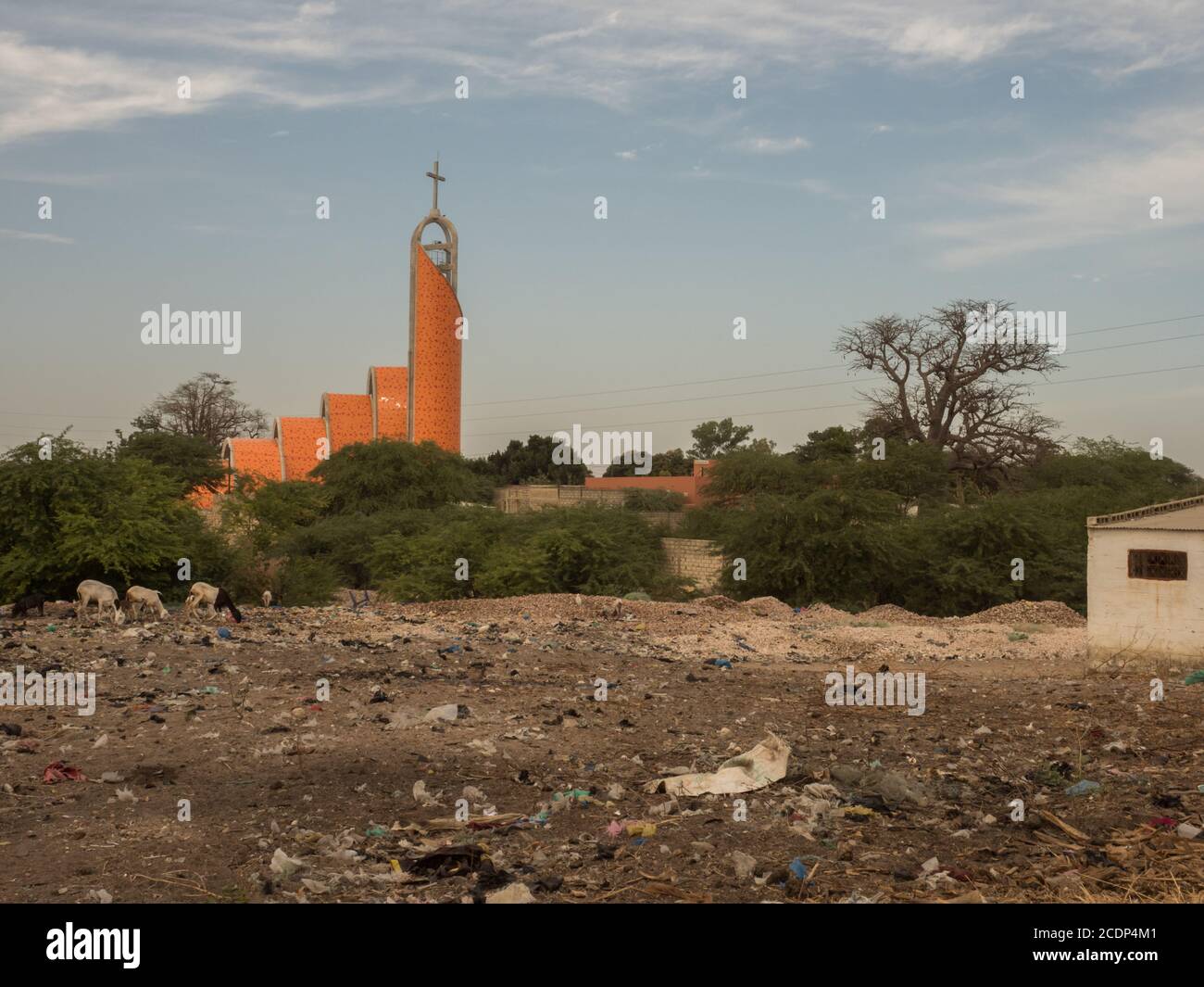 Senegal, Africa - January 2019: Big brick Catholic church in Nianing ...