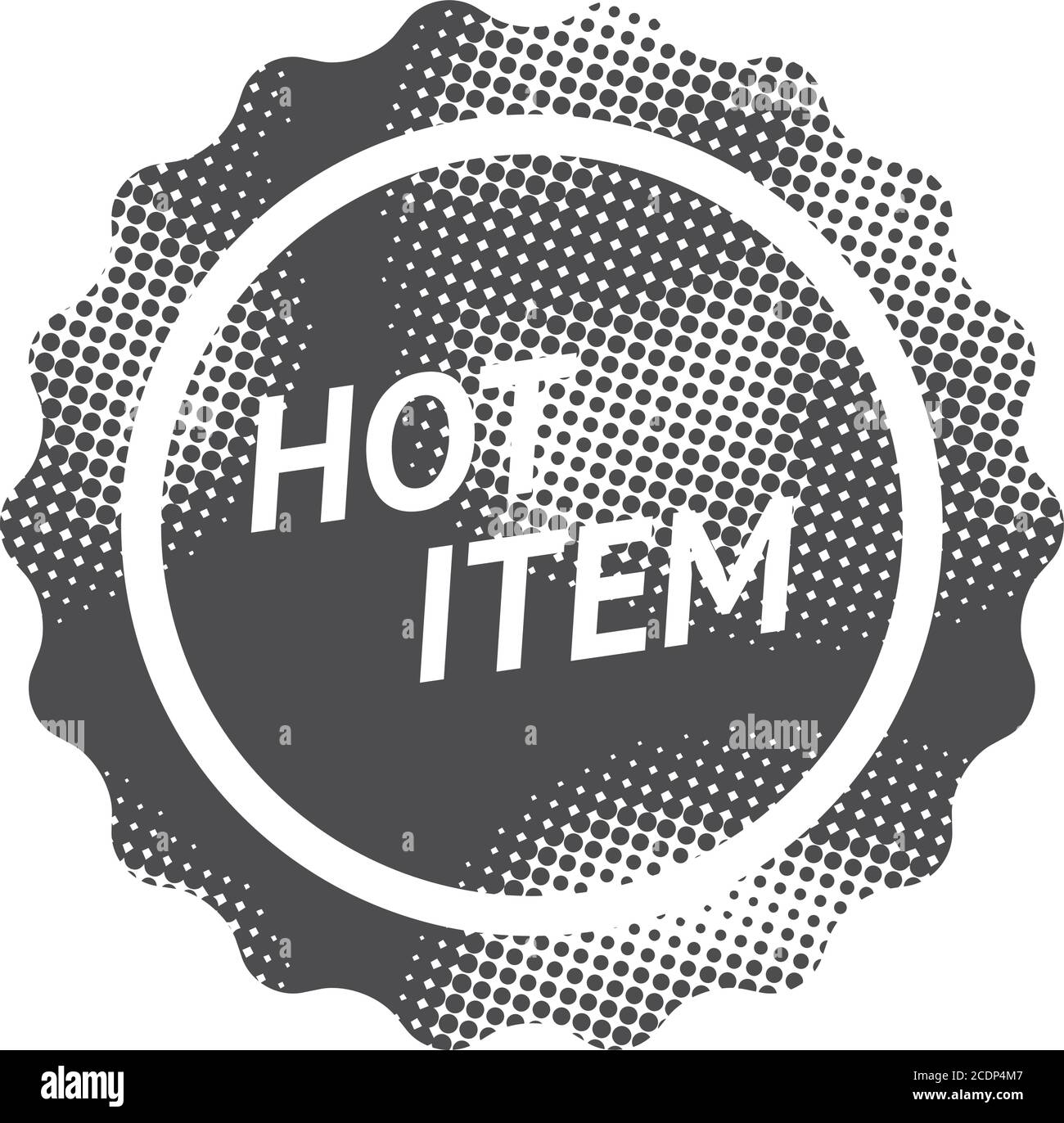 Hot item label icon in halftone style. Black and white monochrome ...