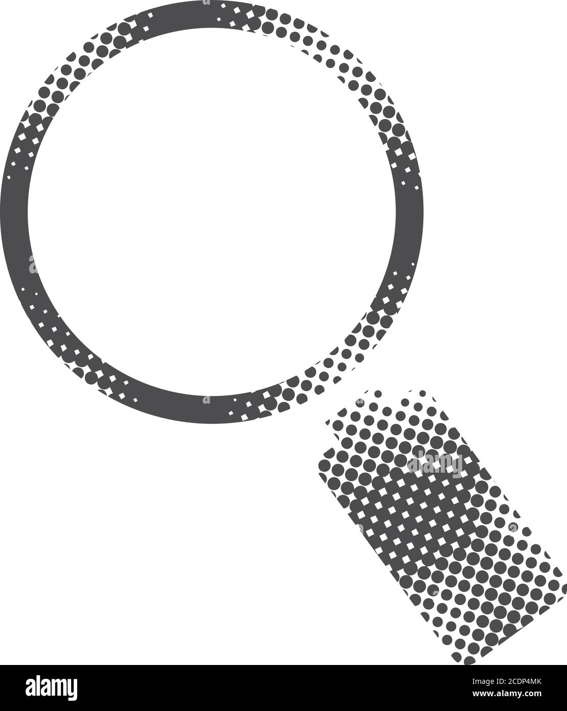 Magnifier icon in halftone style. Black and white monochrome vector ...