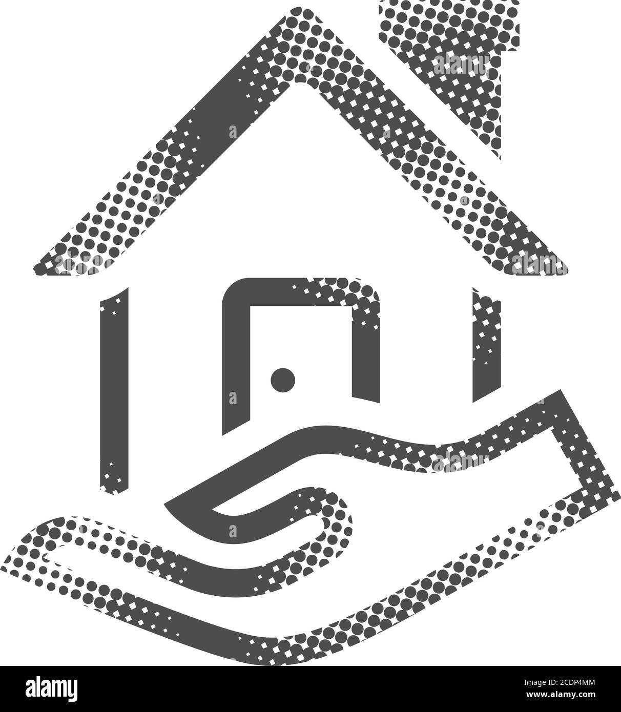 Property care icon in halftone style. Black and white monochrome vector ...