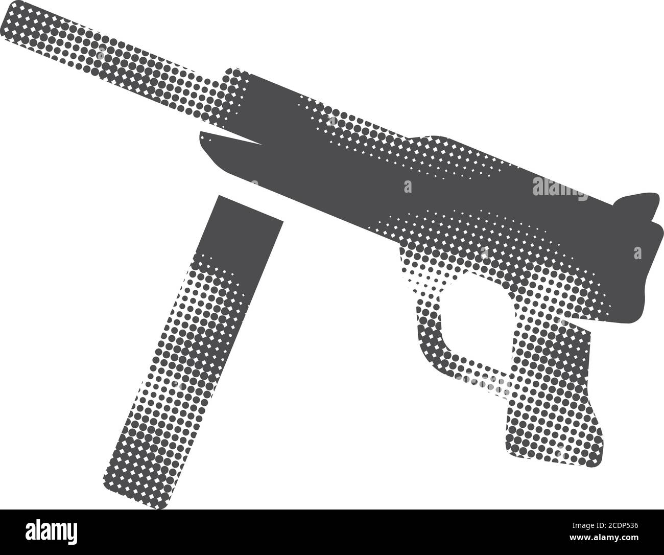 Vintage firearm icon in halftone style. Black and white monochrome ...