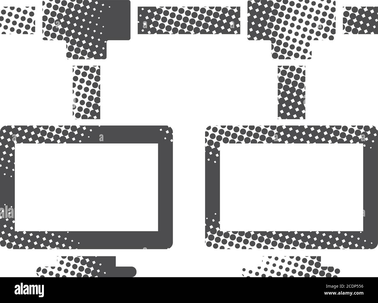 Local area network icon in halftone style. Black and white monochrome ...