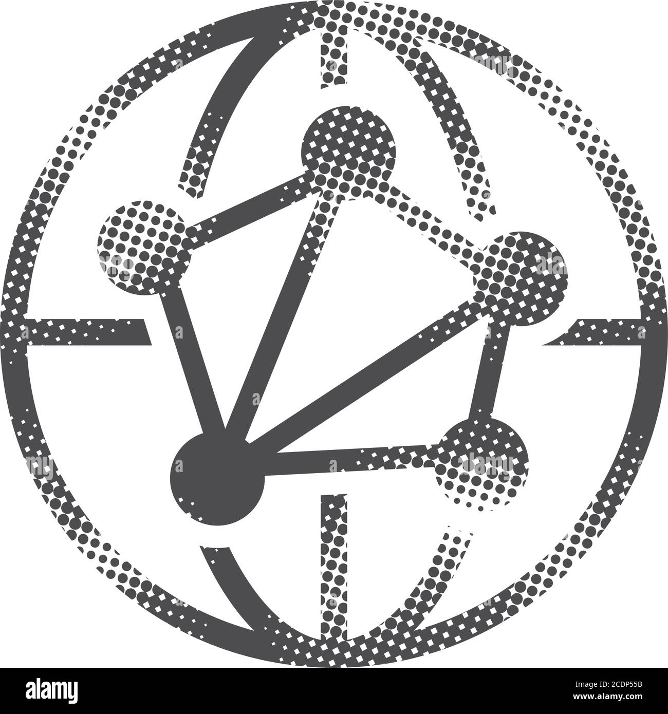 Network icon in halftone style. Black and white monochrome vector ...