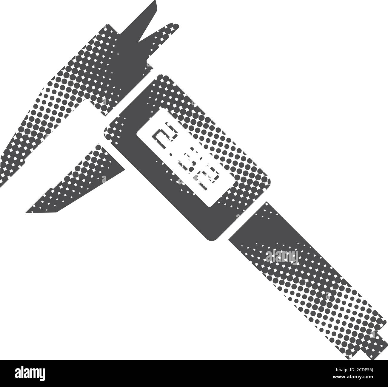 Dial caliper icon in halftone style. Black and white monochrome vector ...