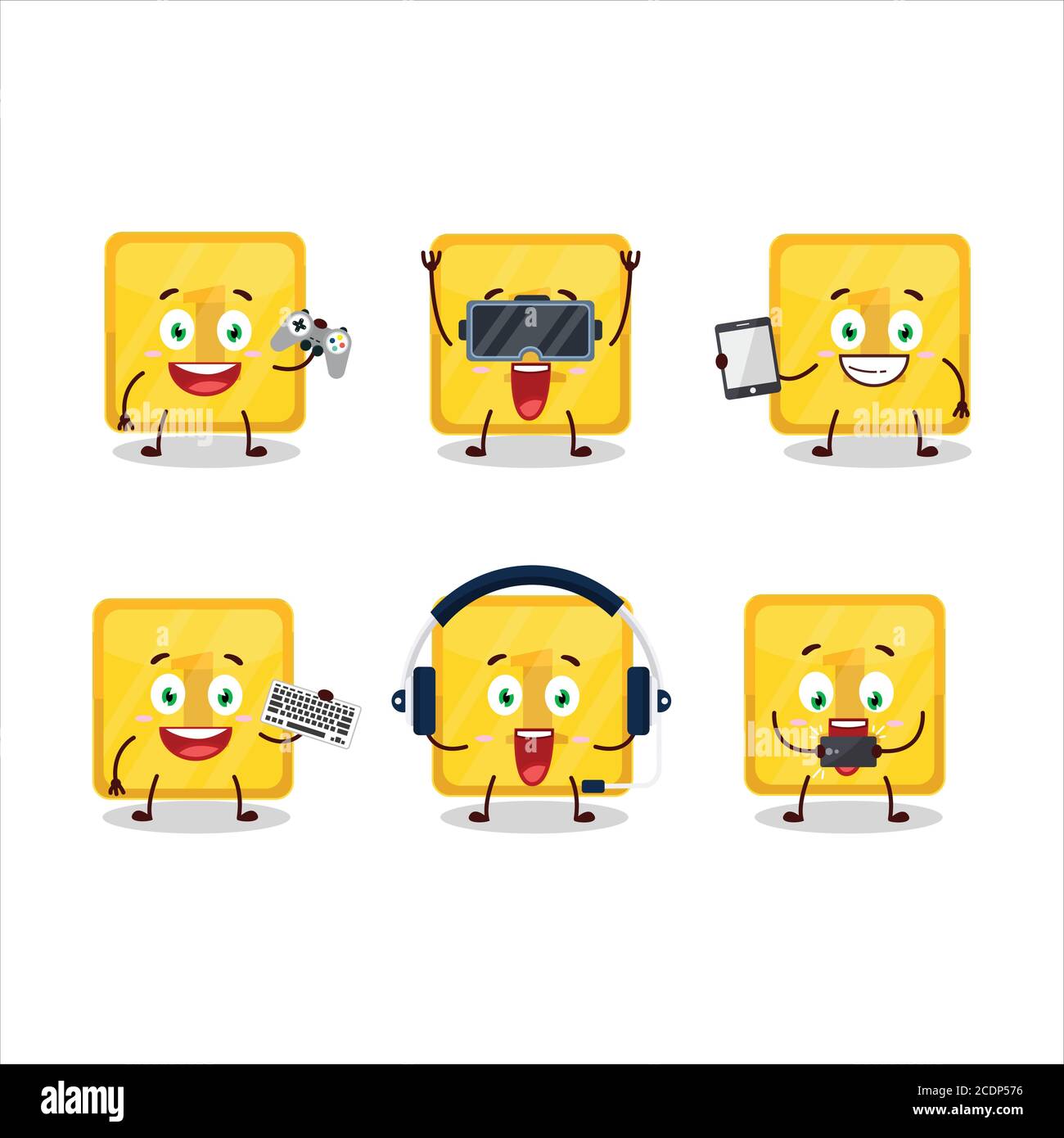 Gold first button cartoon character are playing games with various cute ...